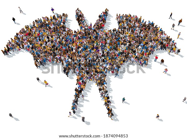 3d Rendering Large Crowd People Gathered Stock Illustration 1874094853 ...