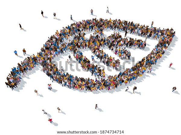 3d Rendering Large Crowd People Gathered Stock Illustration 1874734714 ...