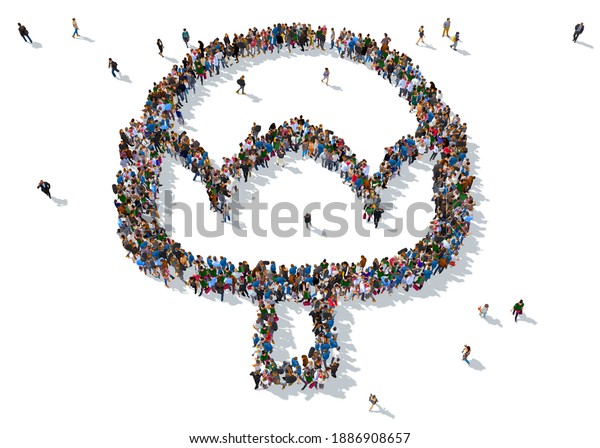 3d Rendering Large Crowd People Gathered Stock Illustration 1886908657 ...