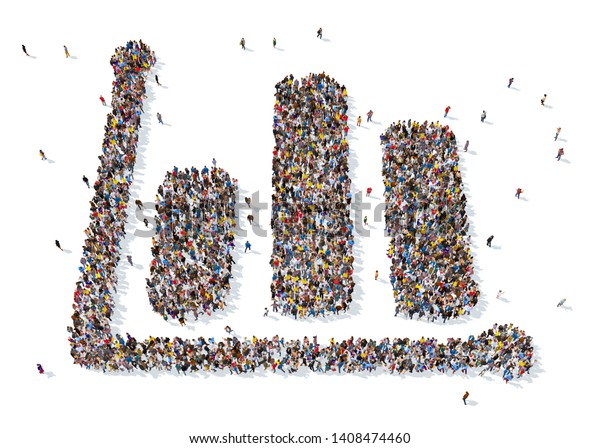 3d Rendering Large Group People Gathered Stock Illustration 1408474460 ...