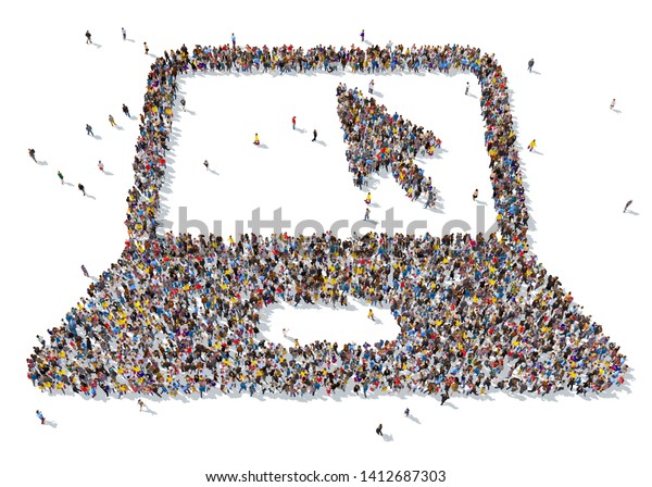3d Rendering Large Group People Gathered Stock Illustration 1412687303 ...