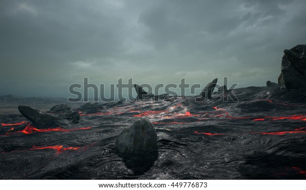 3d Rendering Lava Environment Stock Illustration 449776873