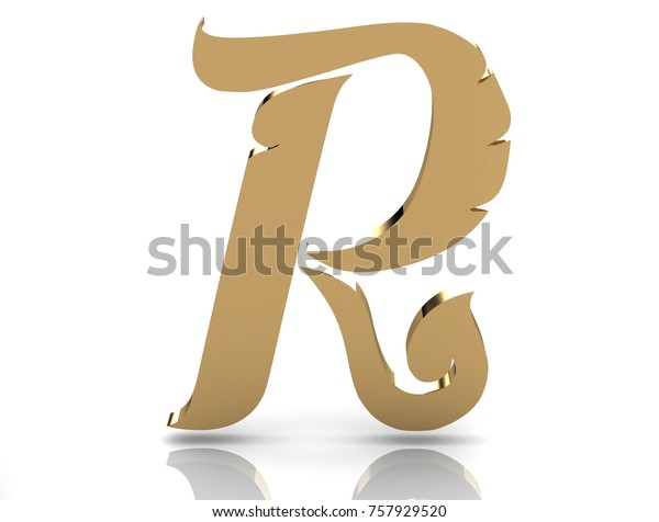 3d Rendering Letter R Gold Metal Stock Illustration 757929520 ...