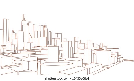 3d Rendering Line Sketch Perspective Wireframe Stock Illustration ...