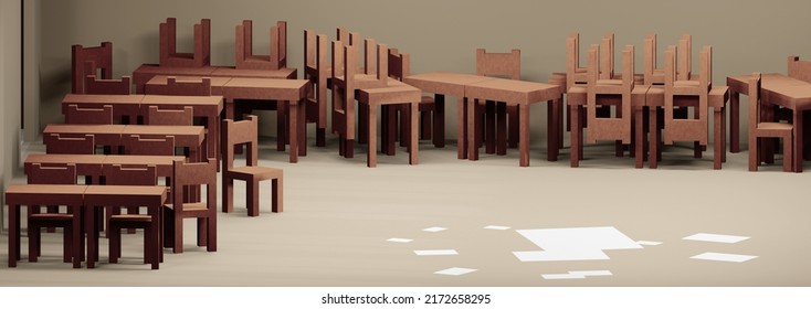 3d Rendering Low Poly Classroom Stock Illustration 2172658295 ...
