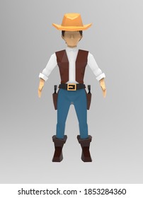 3d Rendering Low Poly Cowboy Model Stock Illustration 1853284360 ...
