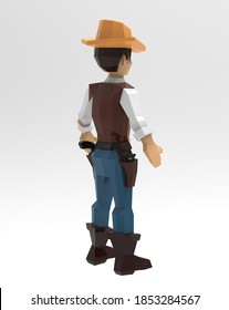 3d Rendering Low Poly Cowboy Model Stock Illustration 1853284567 ...