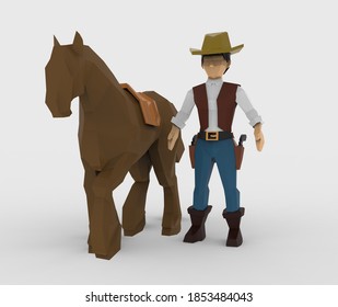 3d Rendering Low Poly Cowboy Model Stock Illustration 1853484043 ...