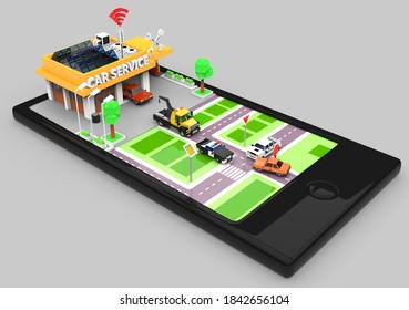 3d Rendering Low Poly Mobile Phone Stock Illustration 1842656104 ...