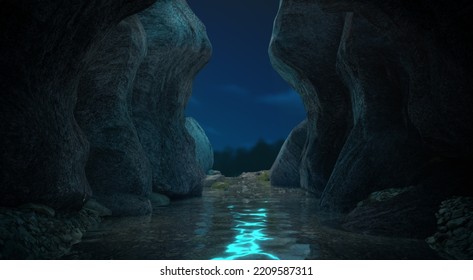 3d Rendering Magic Cave Waterabstract Background Stock Illustration ...