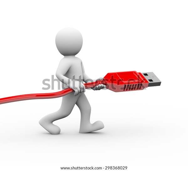 3d Rendering Man Carrying Usb Connector Stock Illustration 298368029 ...