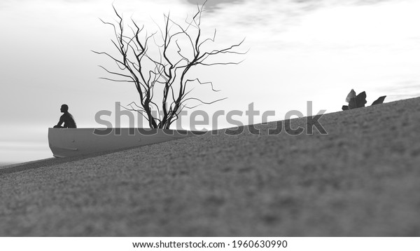 3d Rendering Man Deep Thoughts Sitting Stock Illustration 1960630990 ...