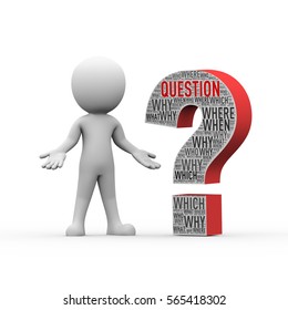 3d Rendering Man Standing Question Mark Stock Illustration 565418302 ...