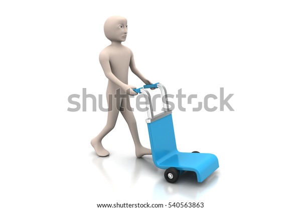 3d Rendering Man Trolley Delivery Stock Illustration 540563863 ...