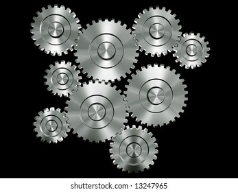 Large Group Mechanical Gears Linked Together Stock Photo 73700308 ...