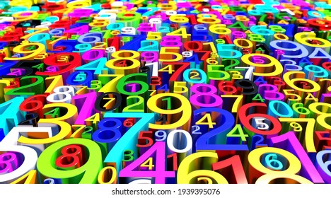 3d Rendering Many Different Numbers Detail Stock Illustration ...