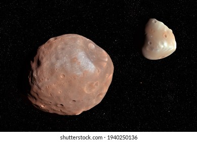 3d Rendering Martian Moons Phobos Deimos: стоковая иллюстрация ...