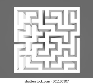 3d Rendering Maze Top View White Stock Illustration 501180307 ...