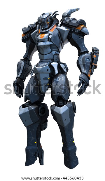 3d Rendering Mech Standing On White Stock Illustration 445560433