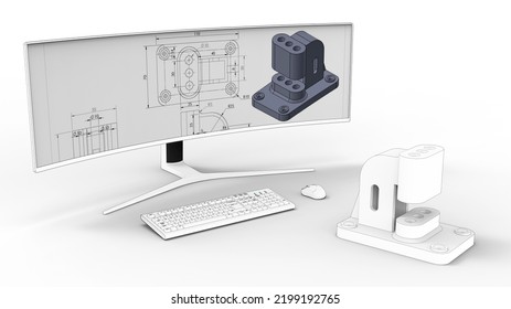 3d Rendering Mechanical Design Work Pc Stock Illustration 2199192765 ...