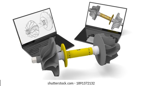 3d Rendering Mechanical Engineer Working On Stock Illustration 1891372132