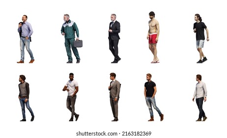 3d Rendering Men Side View Pose Stock Illustration 2163182369 ...