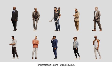 3d Rendering Men Side View Pose Stock Illustration 2163182375 ...