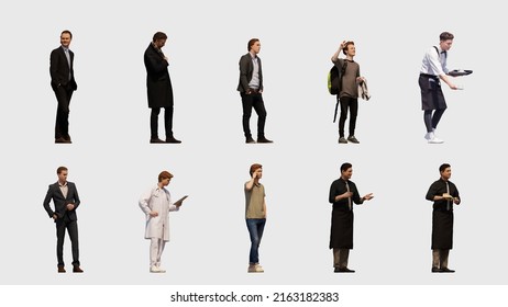 3d Rendering Men Side View Pose Stock Illustration 2163182383 ...