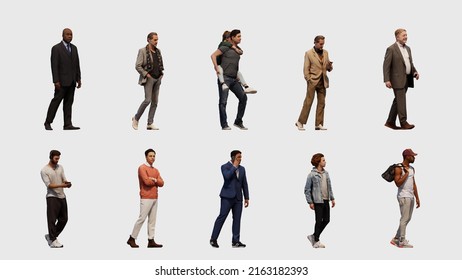 3d Rendering Men Side View Pose Stock Illustration 2163182393 ...