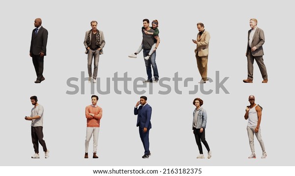 3d Rendering Men Side View Pose Stock Illustration 2163182375 ...