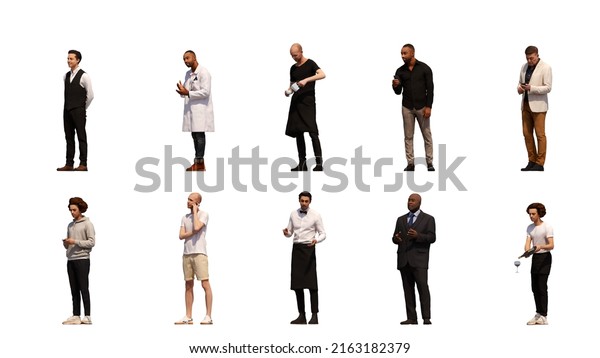 3d Rendering Men Side View Pose Stock Illustration 2163182379 ...
