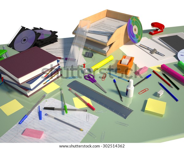3d Rendering Messy Desk Stock Illustration 302514362 | Shutterstock