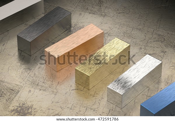 3d Rendering Metal Blocks Multicolored : illustration de stock 472591786