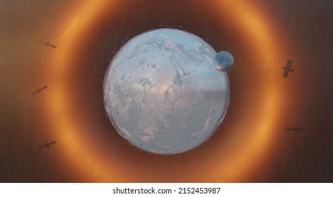3d Rendering Metal Planet Outer Space Stock Illustration 2152453987 ...