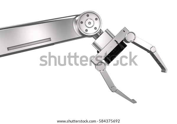 3d Rendering Metal Robotic Arm Isolated Stock Illustration 584375692