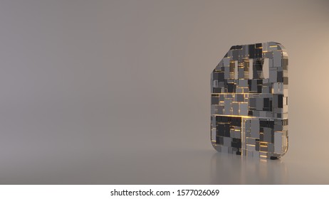 3d Rendering Metal Techno Rectangular Geometric Stock Illustration ...