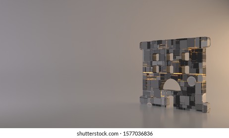 3d Rendering Metal Techno Rectangular Geometric Stock Illustration ...