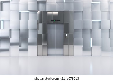 3d Rendering Metallic Elevator Passenger Lift Stock Illustration ...