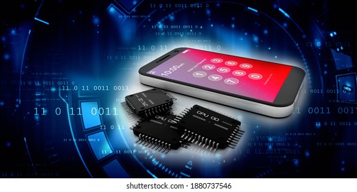 3d Rendering Microchips Mobile Phone Stock Illustration 1880737546 ...