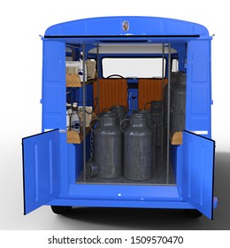 3d Rendering Milk Delivery Van Isolated Stock Illustration 1509570470 ...