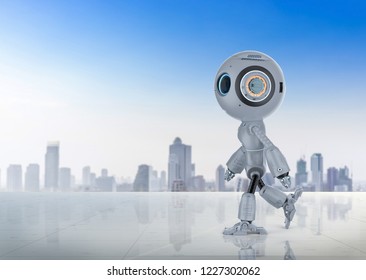 3d Rendering Mini Robot Walk On Stock Illustration 1227302062 ...