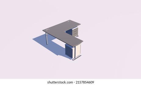 3d Rendering Model Office Desk Made Stock Illustration 2157854609 ...