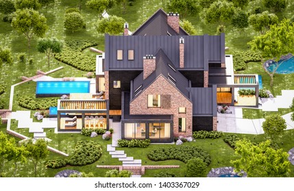 3d Rendering Modern Cozy Clinker House Stock Illustration 1403367029 ...