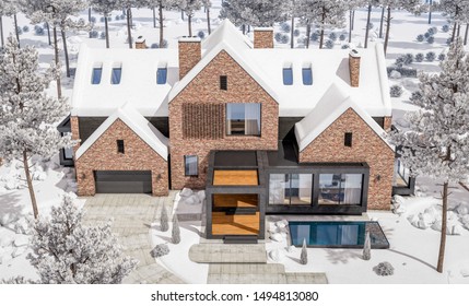 3d Rendering Modern Cozy Clinker House Stock Illustration 1494813080