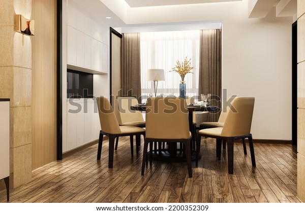 3d Rendering Modern Dining Room Living Stock Illustration 2200352309 ...