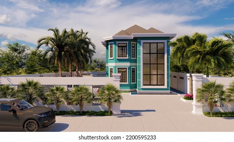 3d Rendering Modern House Design Project Stock Illustration 2200595233 ...