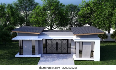 3d Rendering Modern House Design Project Stock Illustration 2200595255 ...