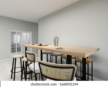 3d Rendering Modern Kitchen Bar Counter Stock Illustration 1660031194 ...