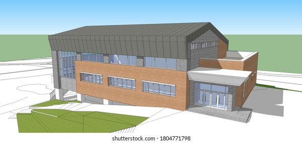3d Rendering Modern Primary School Gymnasium Stock Illustration ...