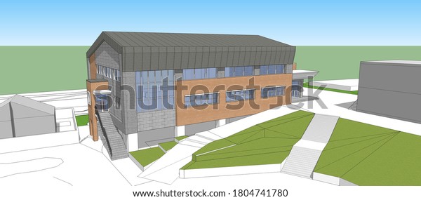 3d Rendering Modern Primary School Gymnasium Stock Illustration ...